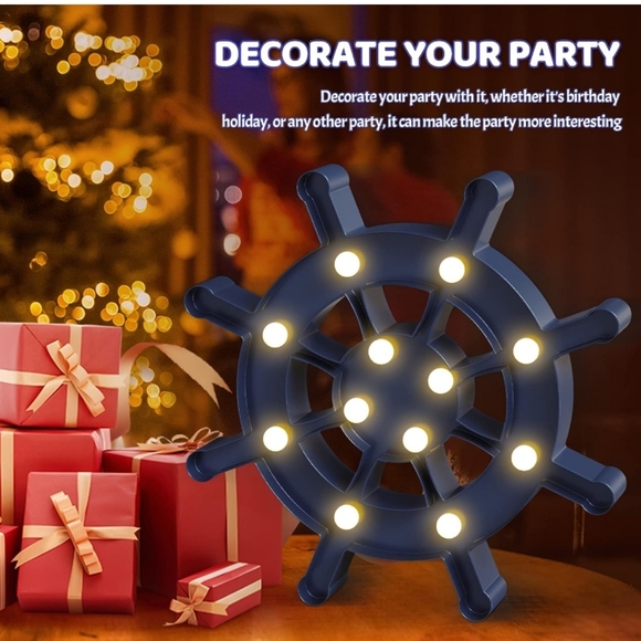 Party Supplies | Blue Ship Wheel Light Up Wall Decor Beach Themed Kids ...